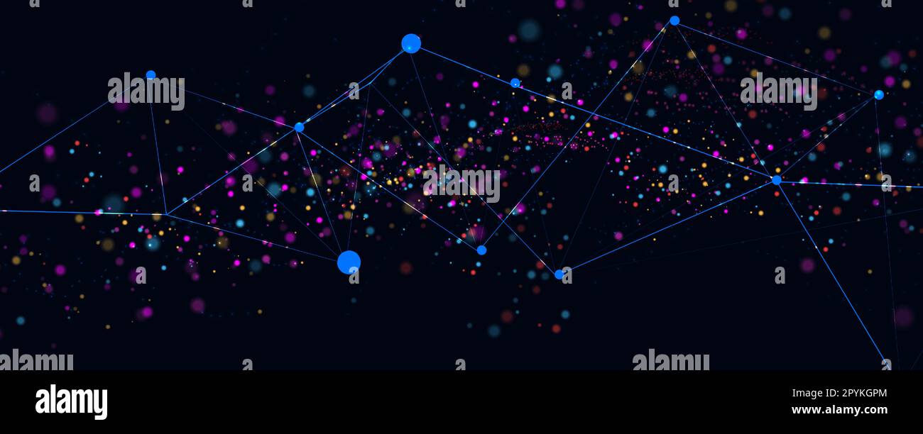 Neural network concept. Connected cells with links. High technology process. Abstract futuristic ...