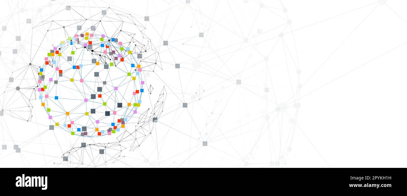 Neural network concept. Connected cells with links. High technology process. Abstract futuristic ...