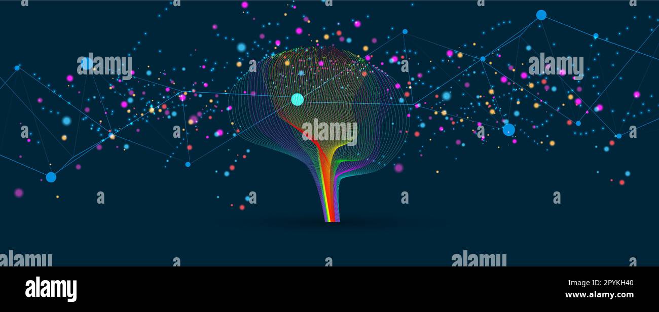 Neural network concept. Connected cells with links. High technology process. Abstract futuristic ...