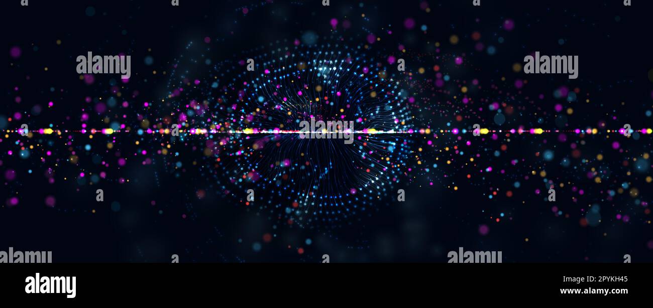 Neural network concept. Connected cells with links. High technology process. Abstract futuristic ...