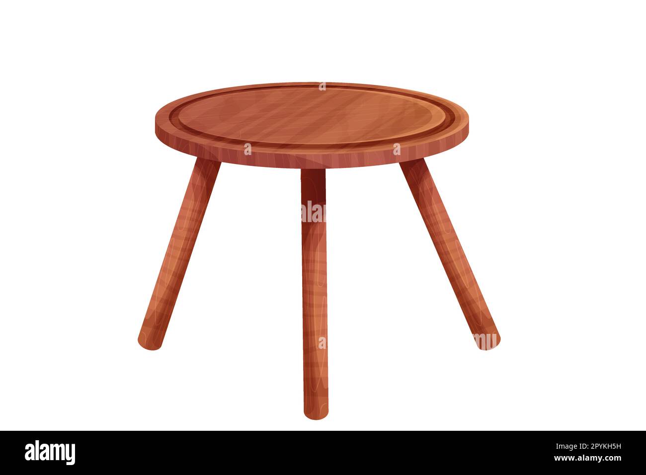 Wooden table round desk tectured in comic cartoon style isolated on ...