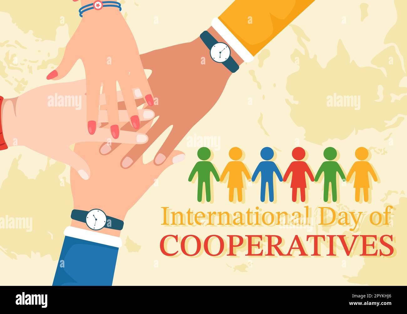 International Day of Cooperatives Vector Illustration with Hand, Earth ...