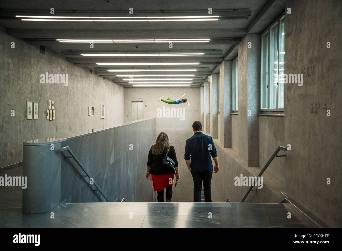 Vistors and hanging sculpture, Kunstmuseum Basel, Basel, Switzerland ...