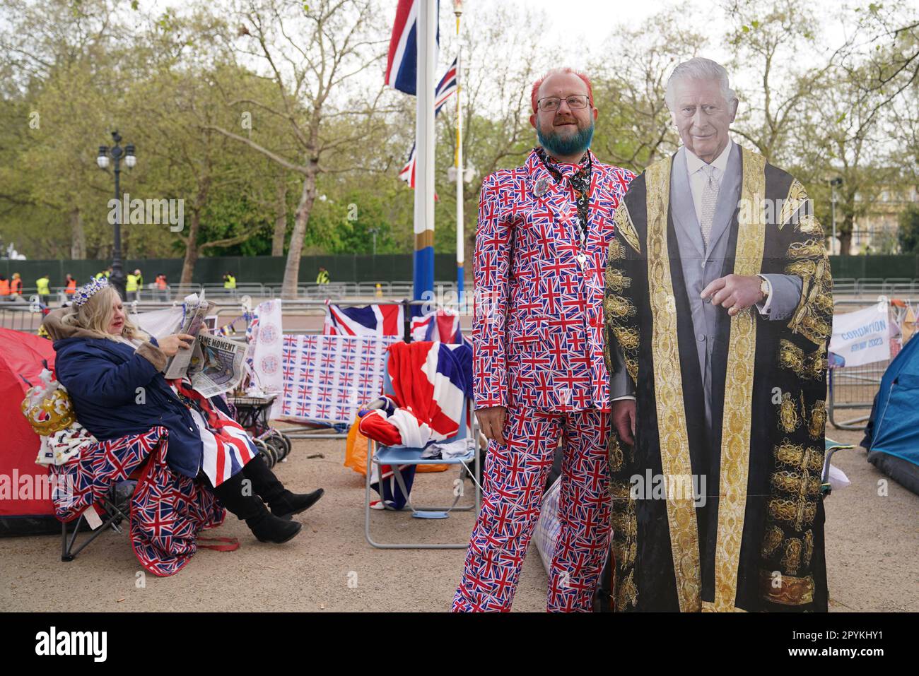 Royal fan Bartly Graham camping out on The Mall, near Buckingham Palace ...