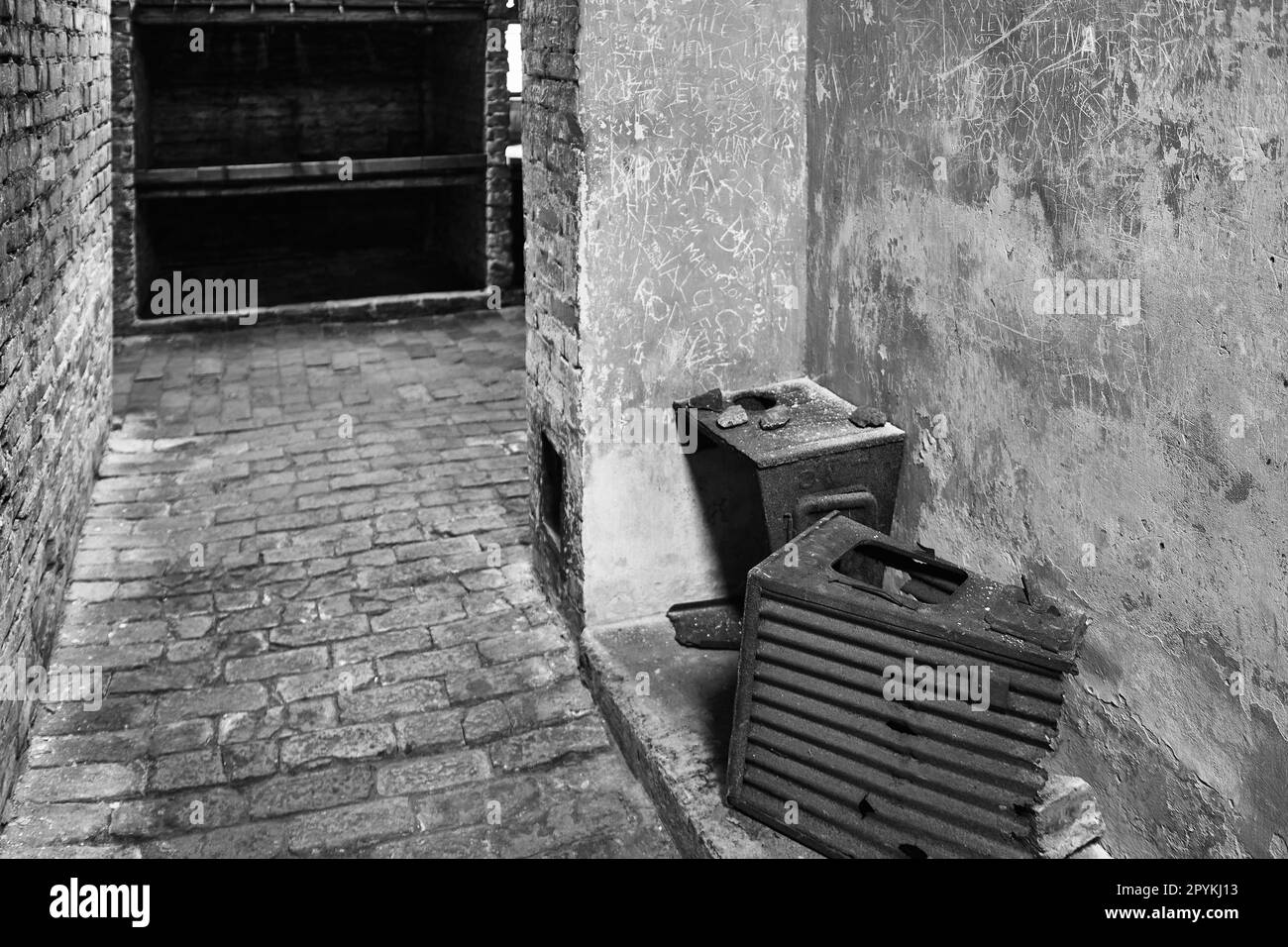 Sleeping places in the interior of the barracks in the extermination ...