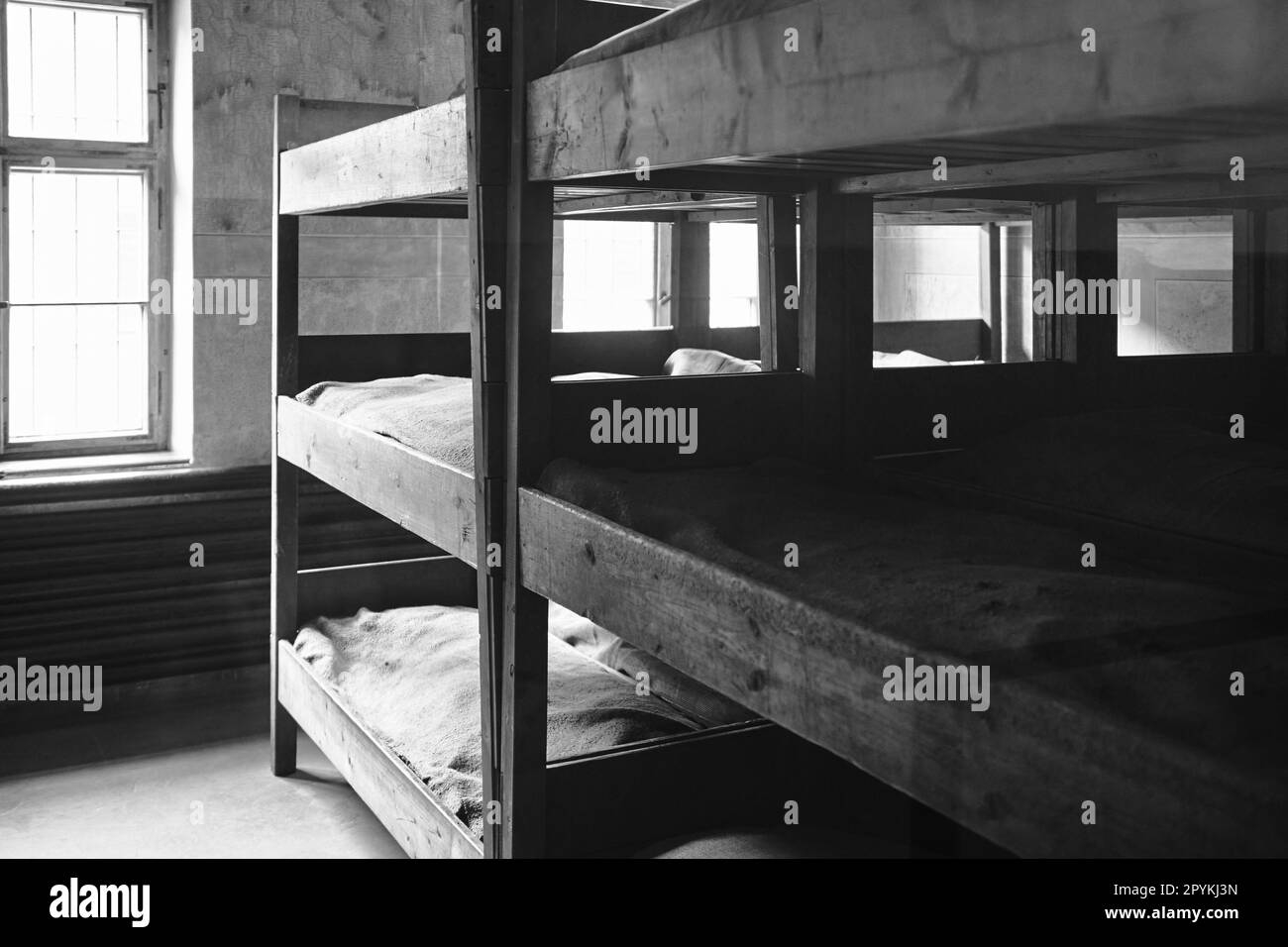 Sleeping places in the interior of the barracks in the extermination ...