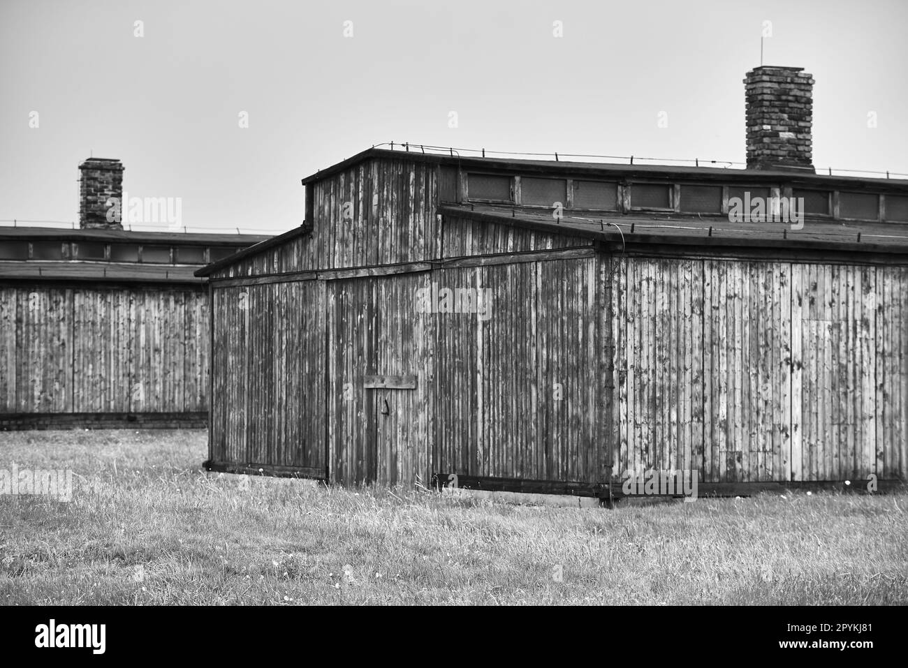 Buildings, barracks and paths in the extermination camp in Poland from ...