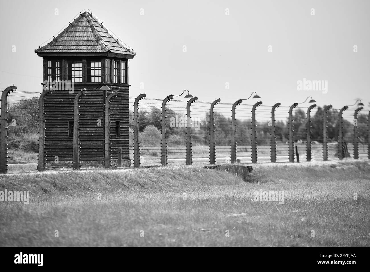 high-voltage barbed wire in an extermination camp in Poland from the ...