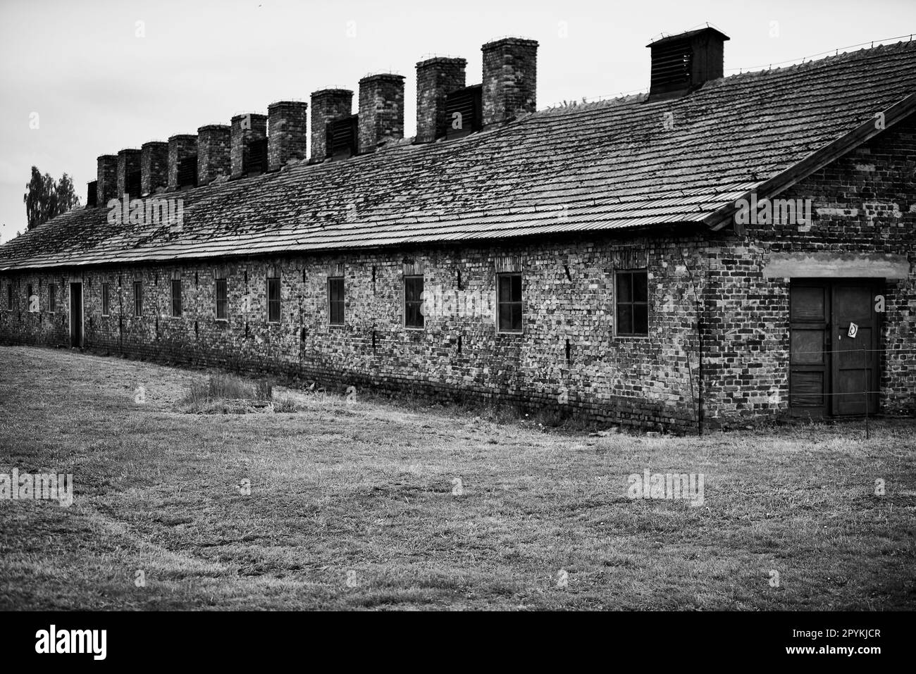 Buildings, barracks and paths in the extermination camp in Poland from ...