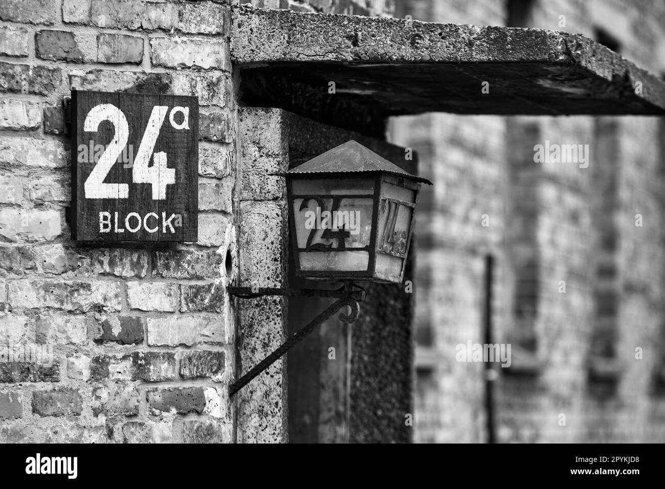 Buildings, barracks and paths in the extermination camp in Poland from ...