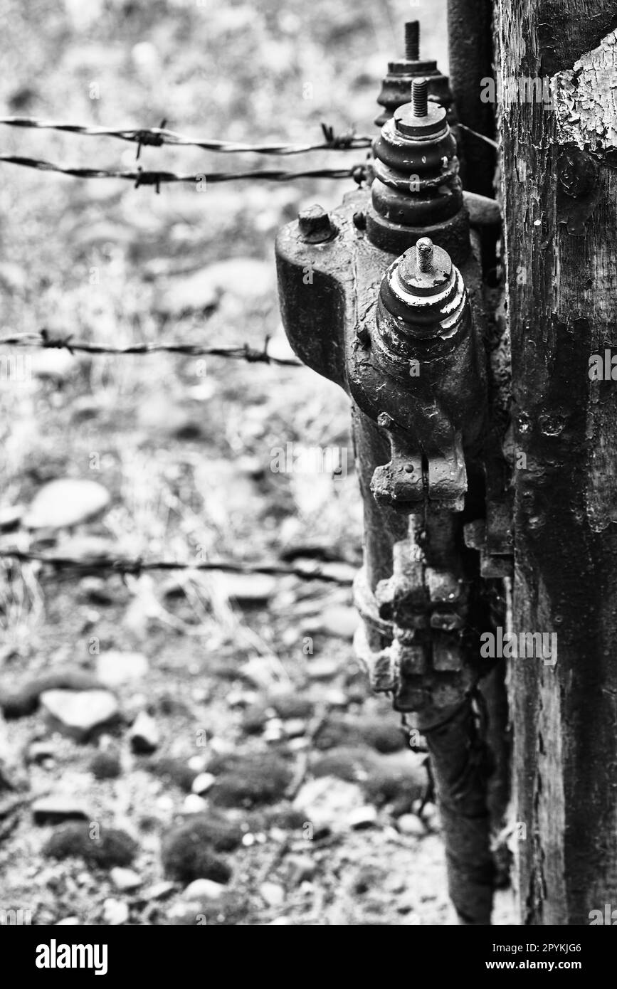 high-voltage barbed wire in an extermination camp in Poland from the ...