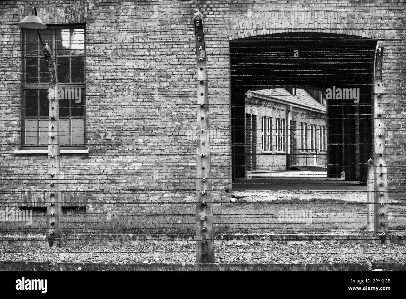 Buildings, barracks and paths in the extermination camp in Poland from ...