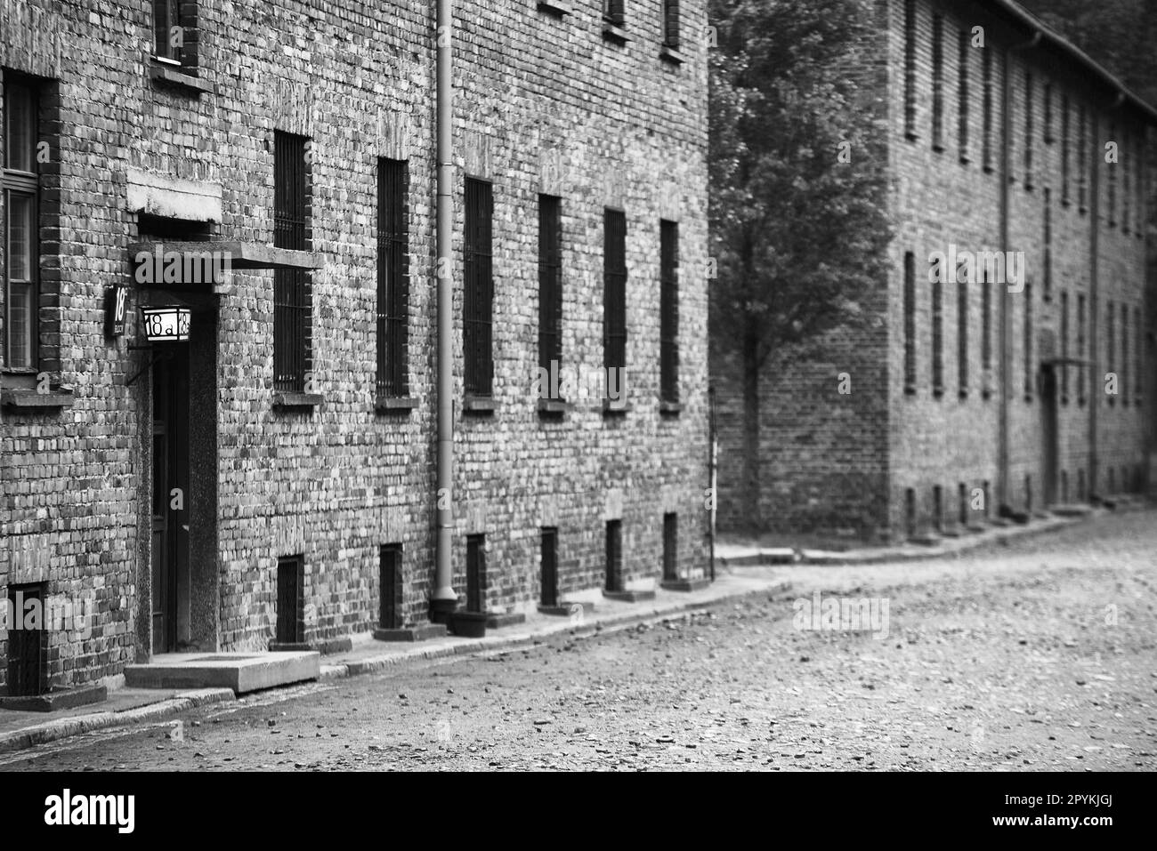 Buildings, barracks and paths in the extermination camp in Poland from ...