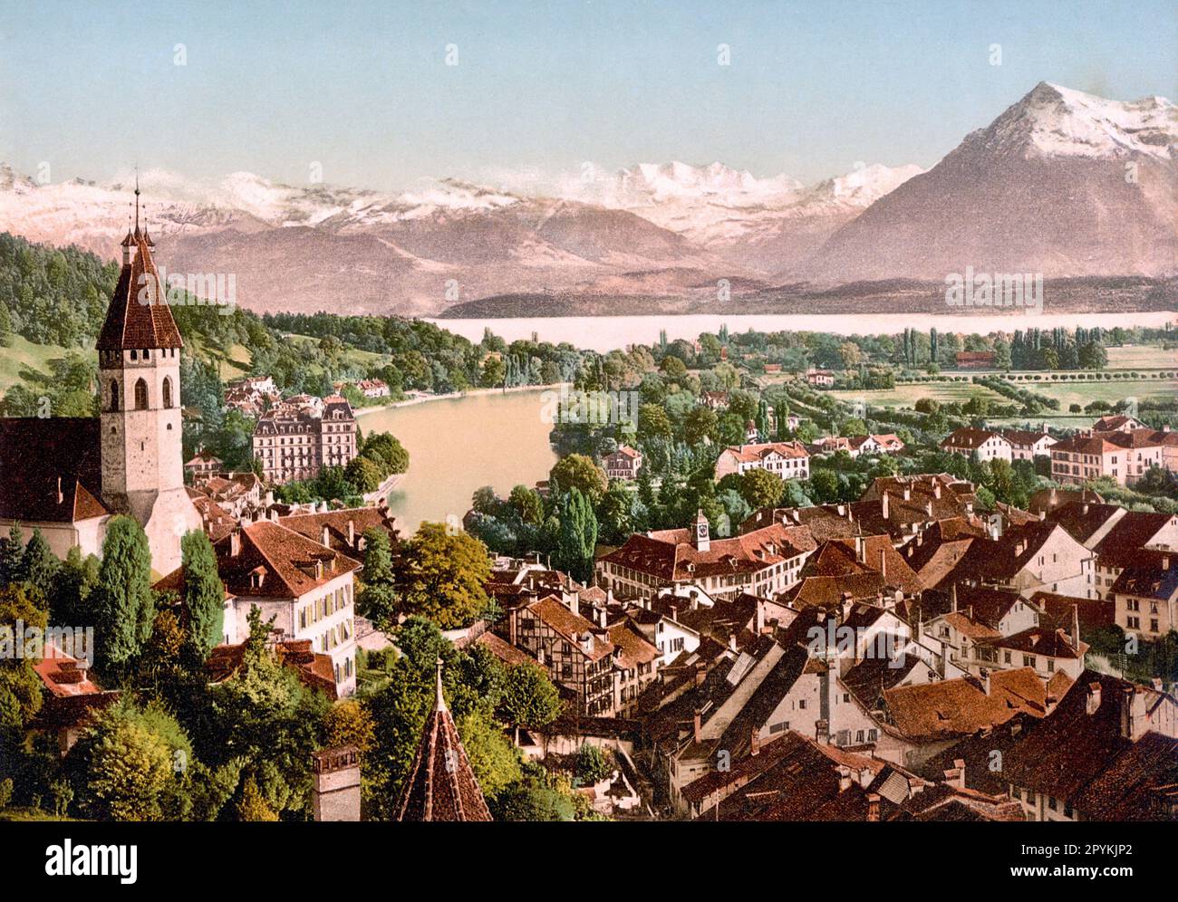 General view of Thun, Bern, Switzerland 1890 Stock Photo - Alamy