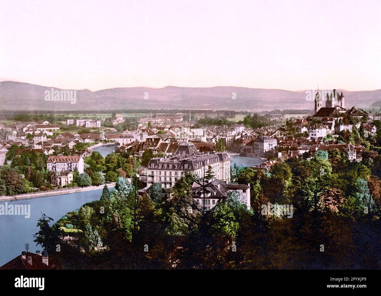 General view of Thun, Bern, Switzerland 1890 Stock Photo - Alamy