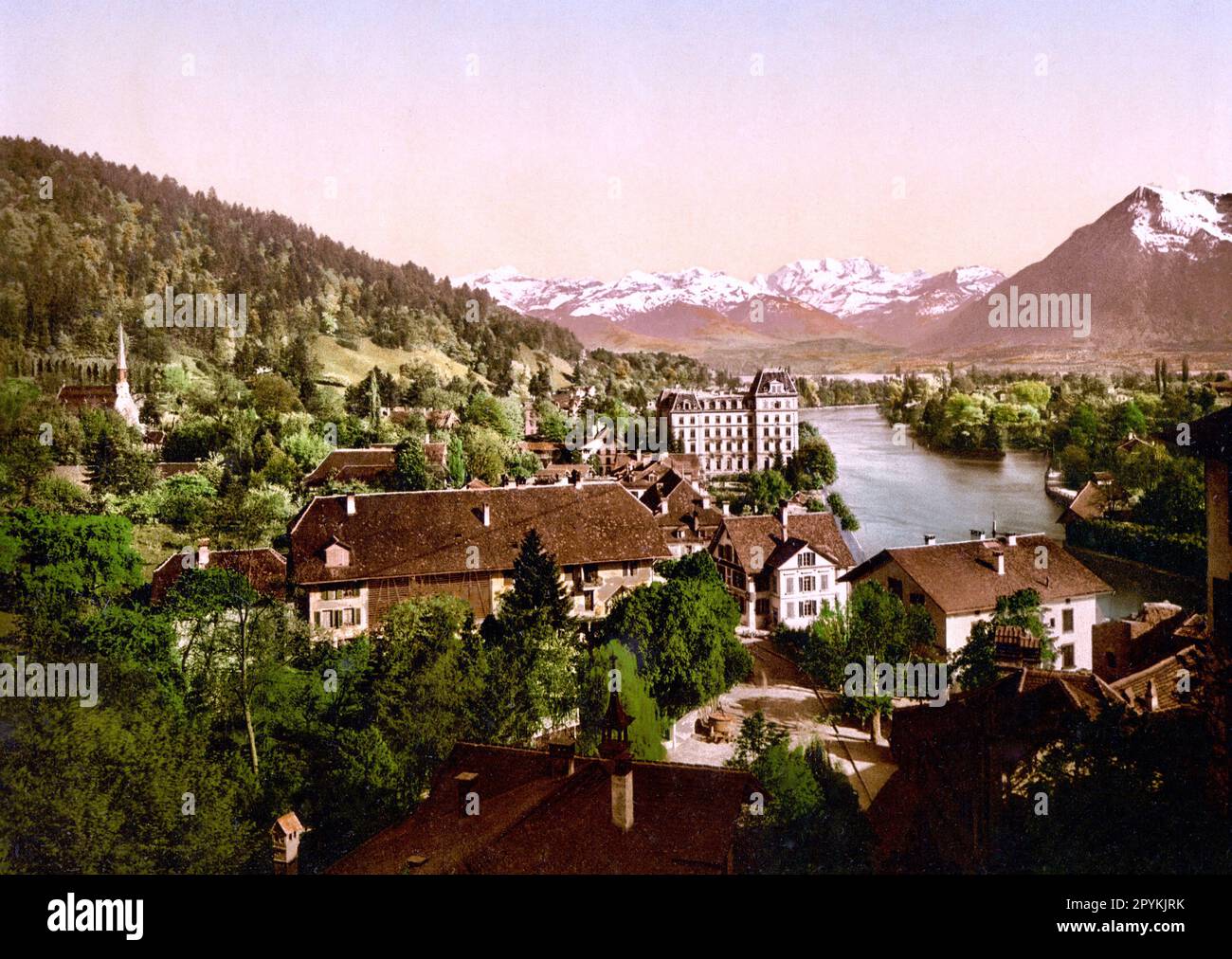 General view of Thun, Bern, Switzerland 1890 Stock Photo - Alamy