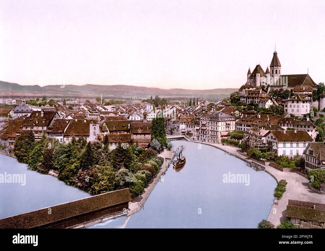 Schadau Castle and Aare River from the Thunerhof, Thun, Bern ...