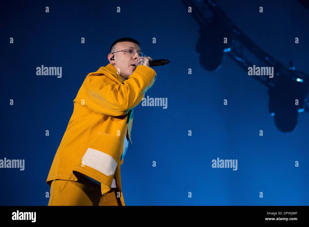 Naples, Salerno, Italy. 3rd May, 2023. Italian rapper Lazza aka Jacopo ...