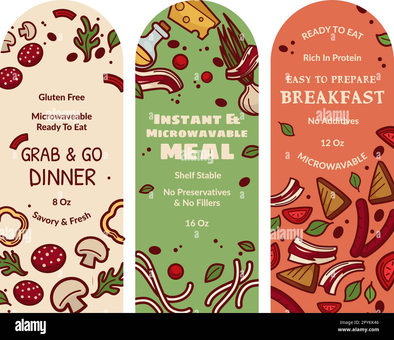 Ready to eat breakfast, grab and go dinner label Stock Vector Image ...