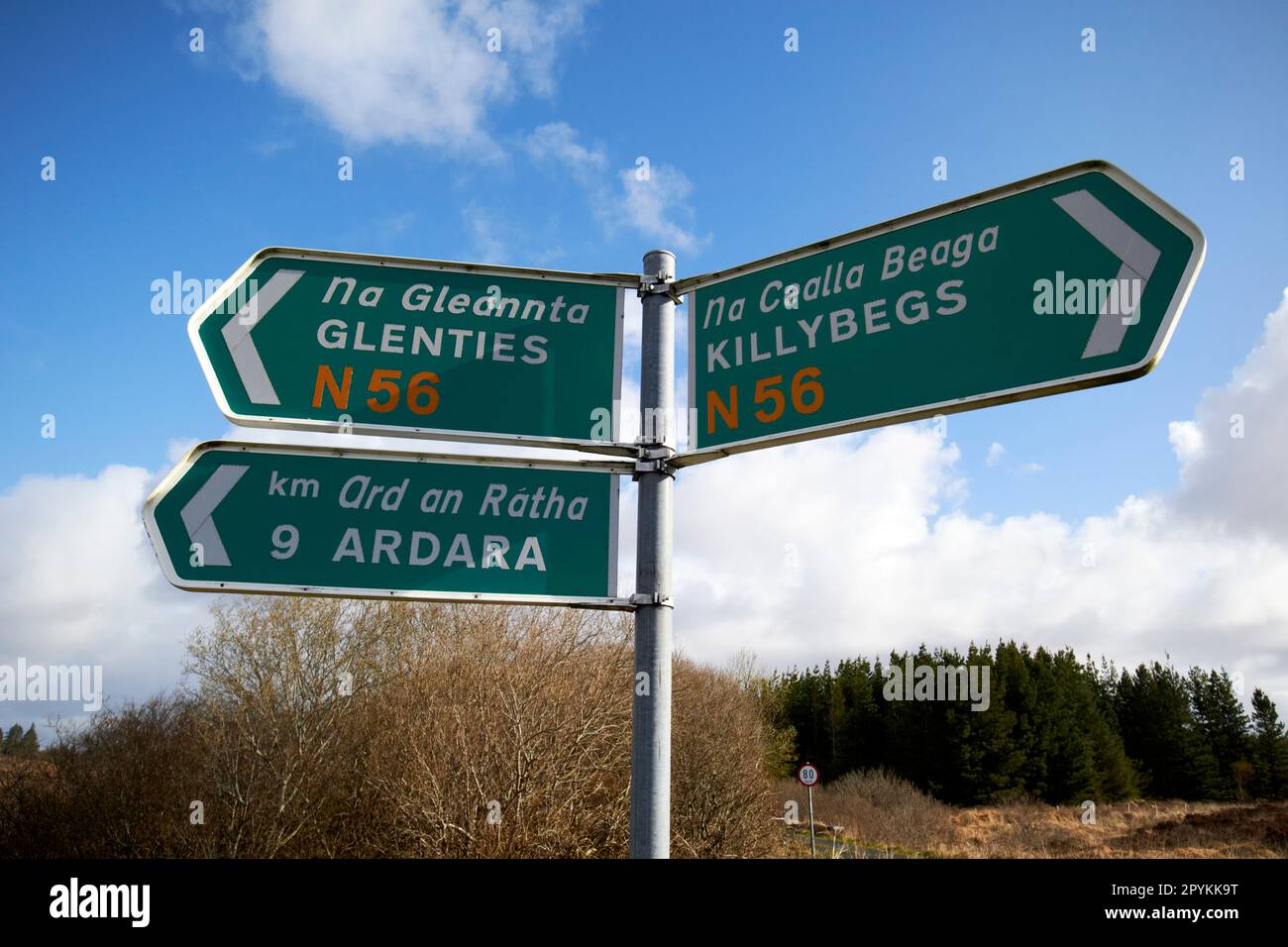roadsigns on the n56 for glenties killybegs and ardara county donegal ...