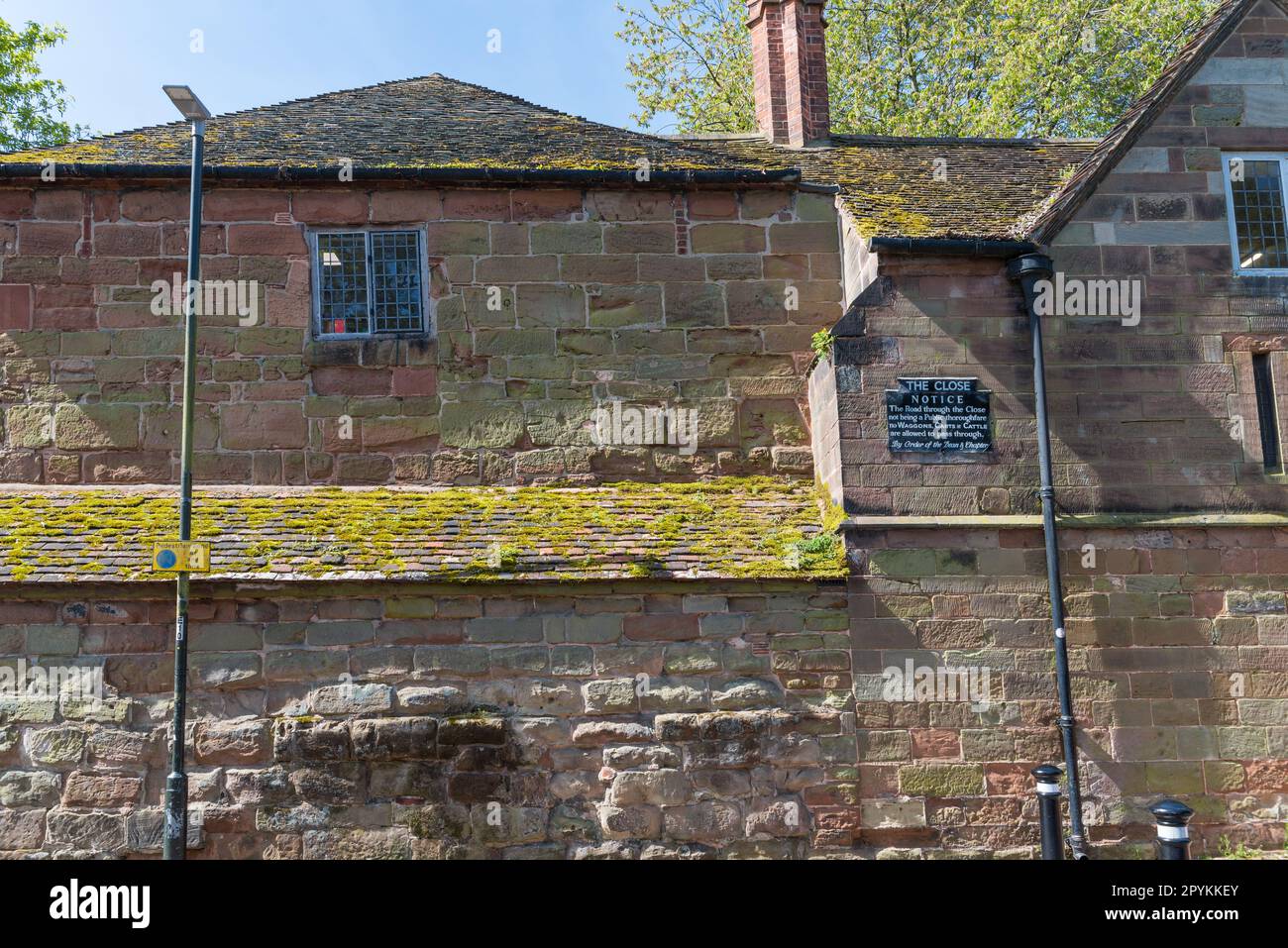 Old sign about access rights in The Close which surrounds Lichfield ...