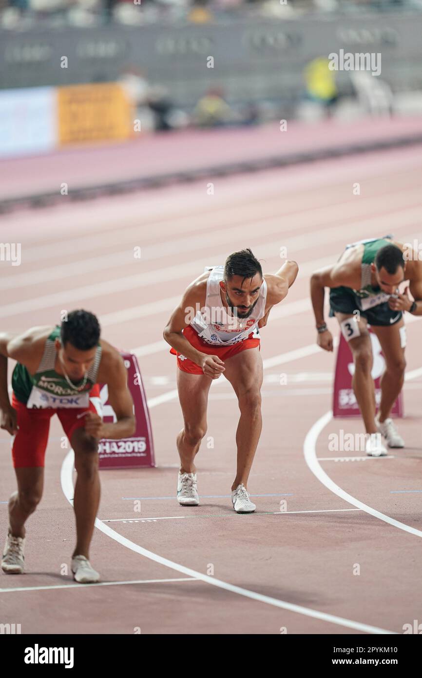 Adam Kszczot running the 800m at the 2019 World Athletics Championships ...