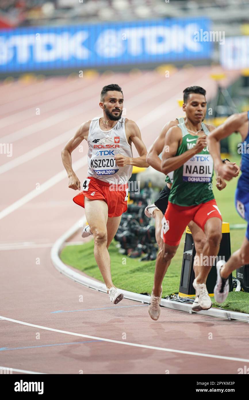 Adam Kszczot running the 800m at the 2019 World Athletics Championships ...