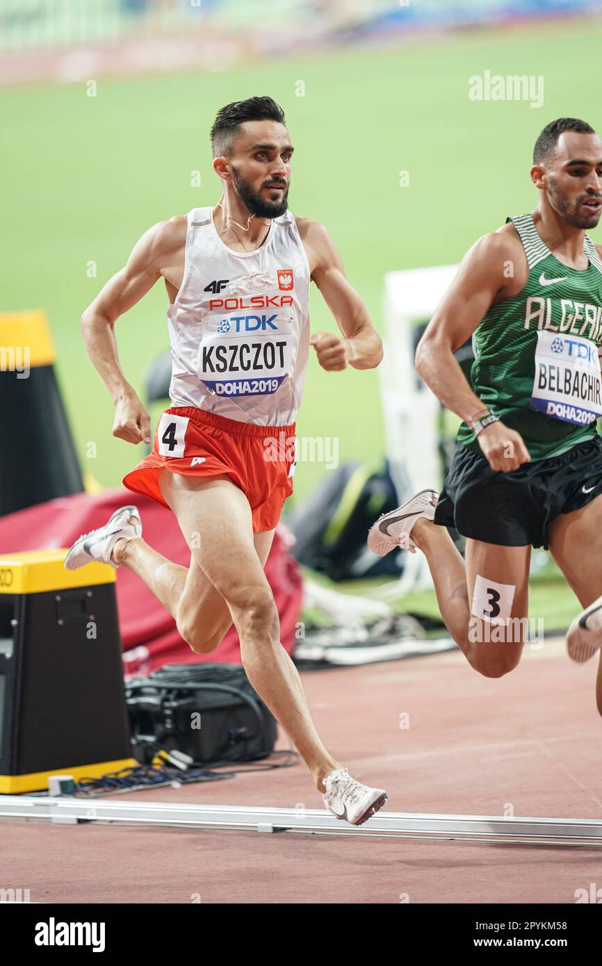 Adam Kszczot running the 800m at the 2019 World Athletics Championships ...