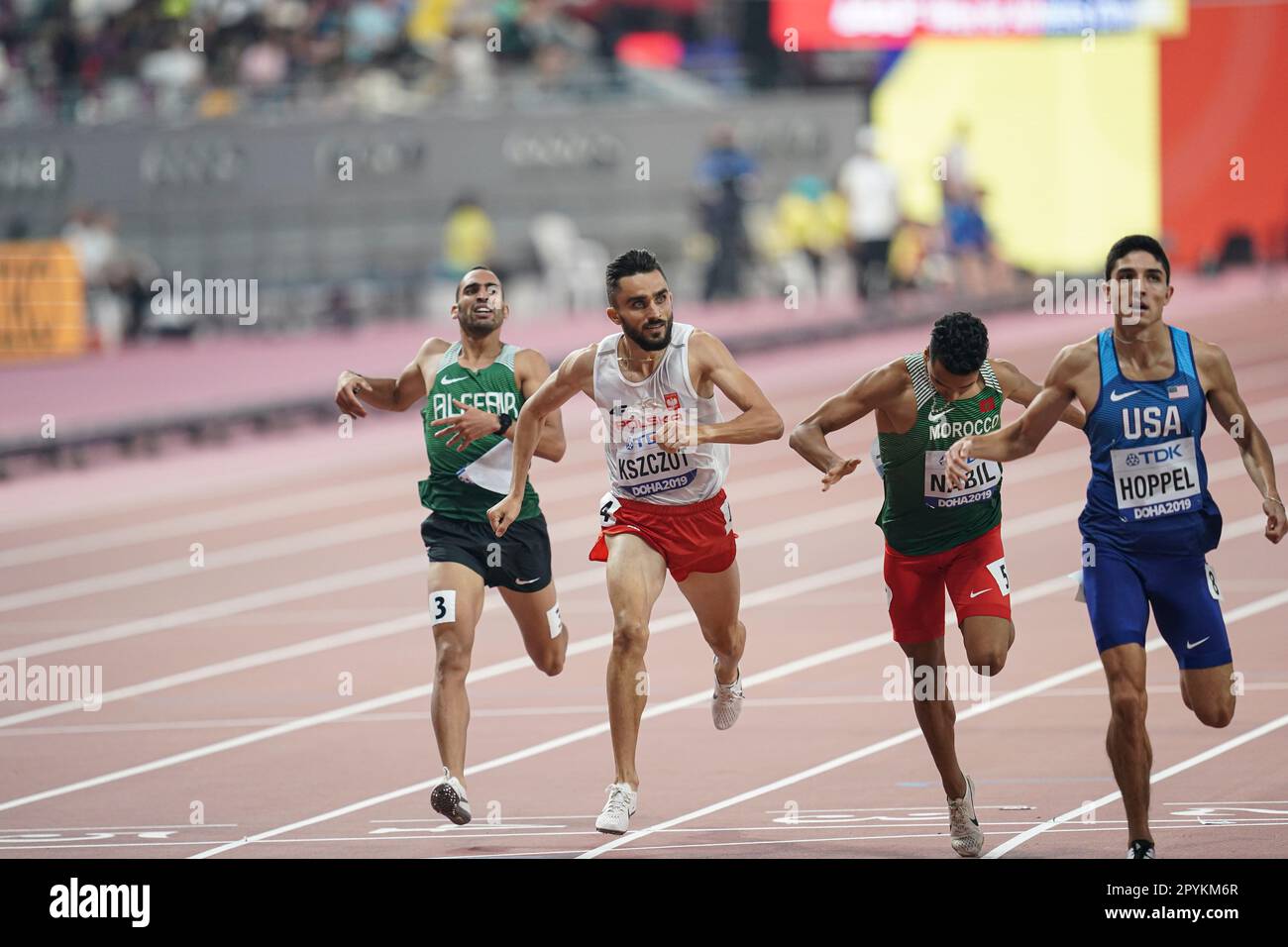 Adam Kszczot running the 800m at the 2019 World Athletics Championships ...