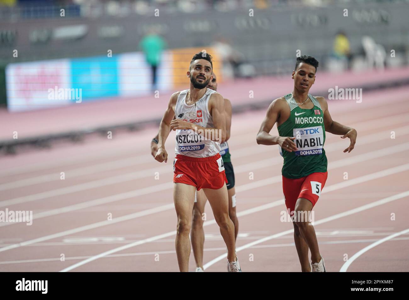 Adam Kszczot running the 800m at the 2019 World Athletics Championships ...