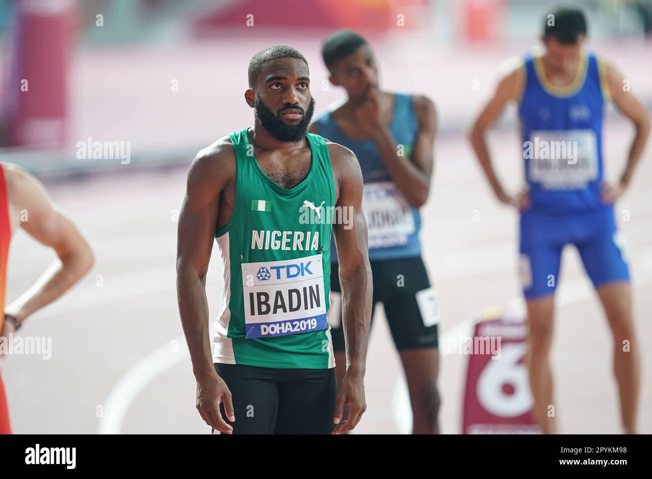 Edose Ibadin running the 800m at the 2019 World Athletics Championships ...