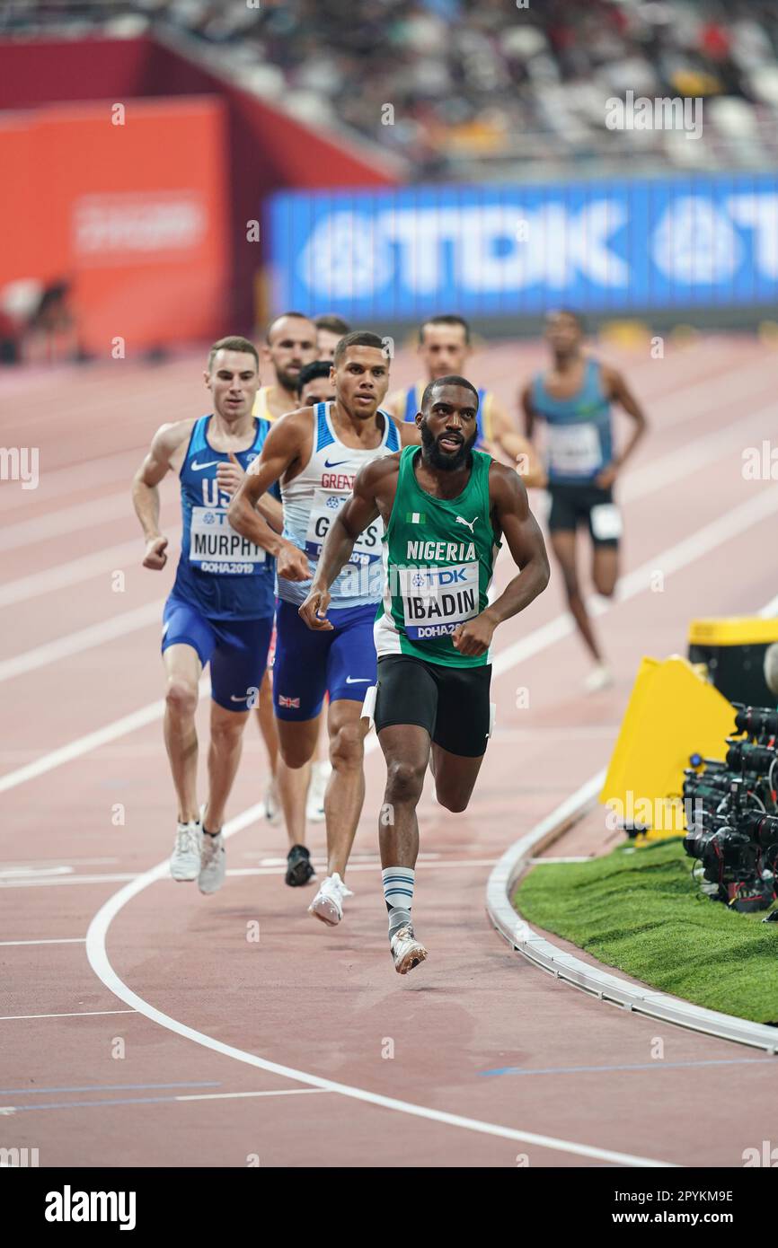 Edose Ibadin running the 800m at the 2019 World Athletics Championships ...