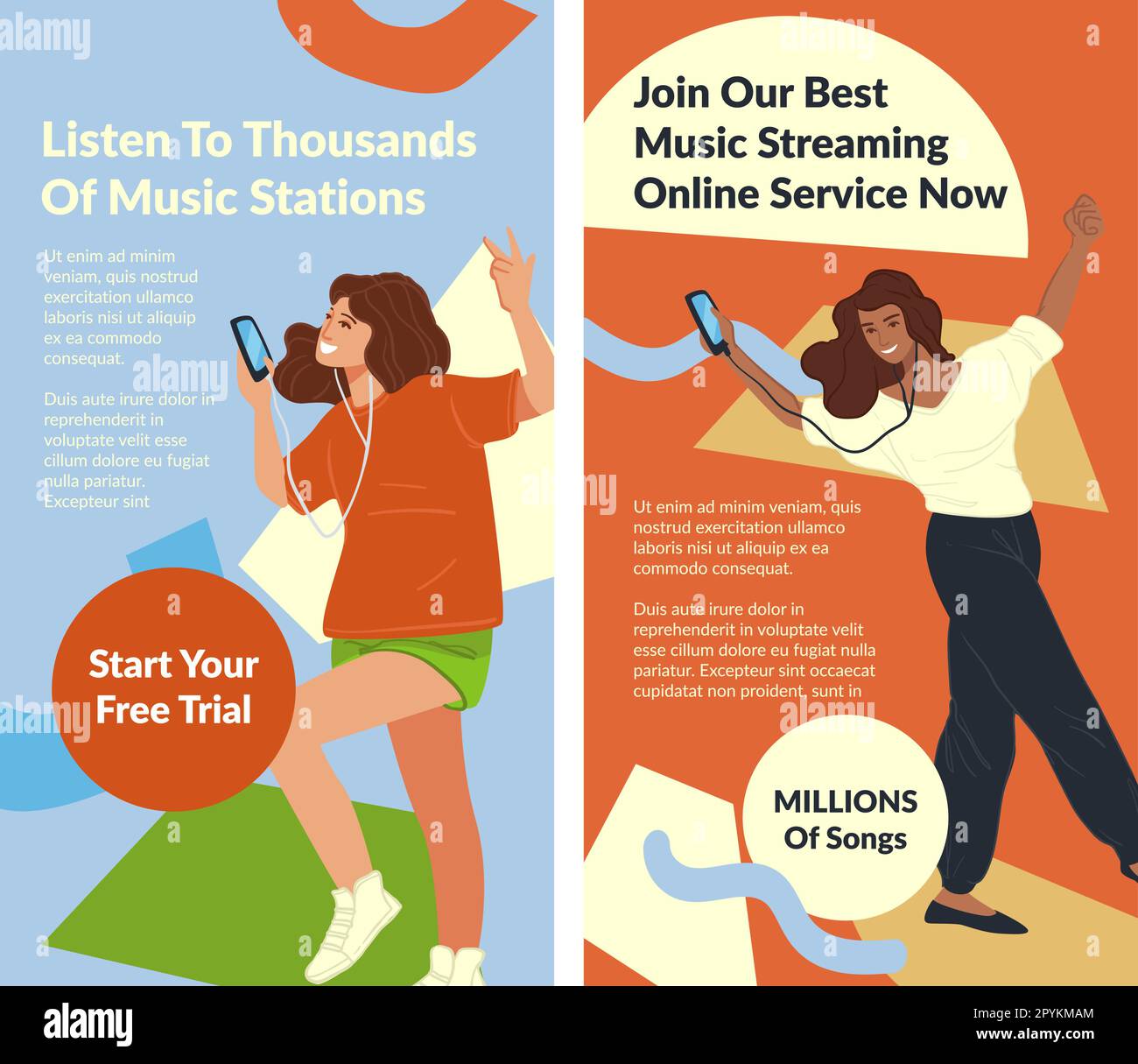 Join music streaming online service now, banner Stock Vector Image ...