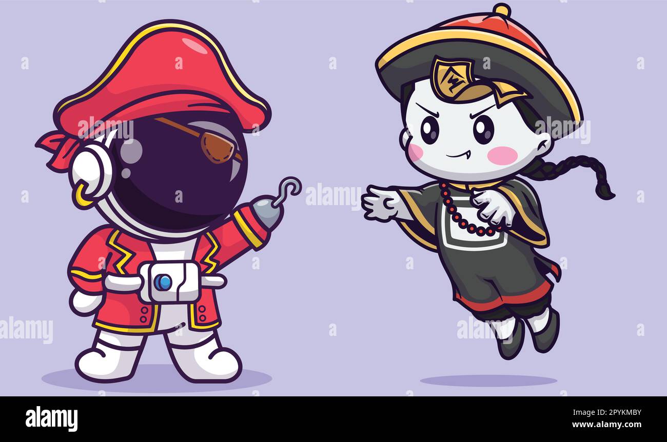 Cute vampire chinese cartoon vector icon illustration. people holiday ...