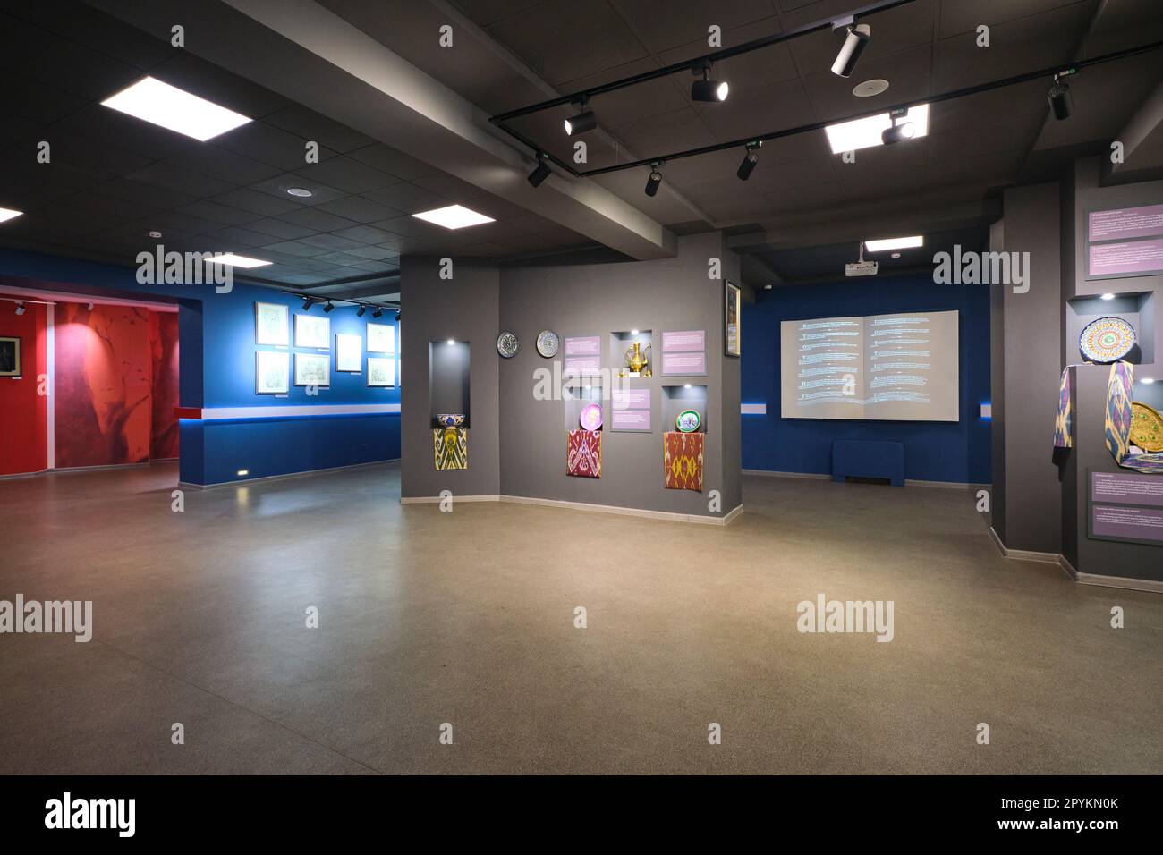 Some of the objects on display, including ikat textile patterns and ...