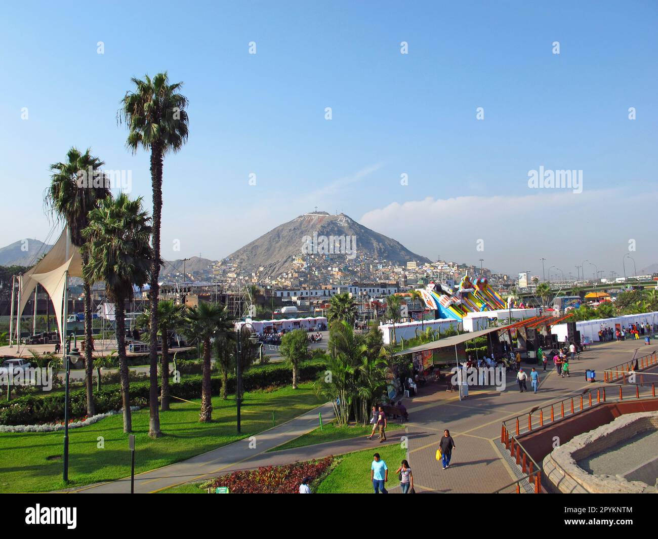 The view Cerro San Cristobal, the mountain close Lima city, Peru, South ...