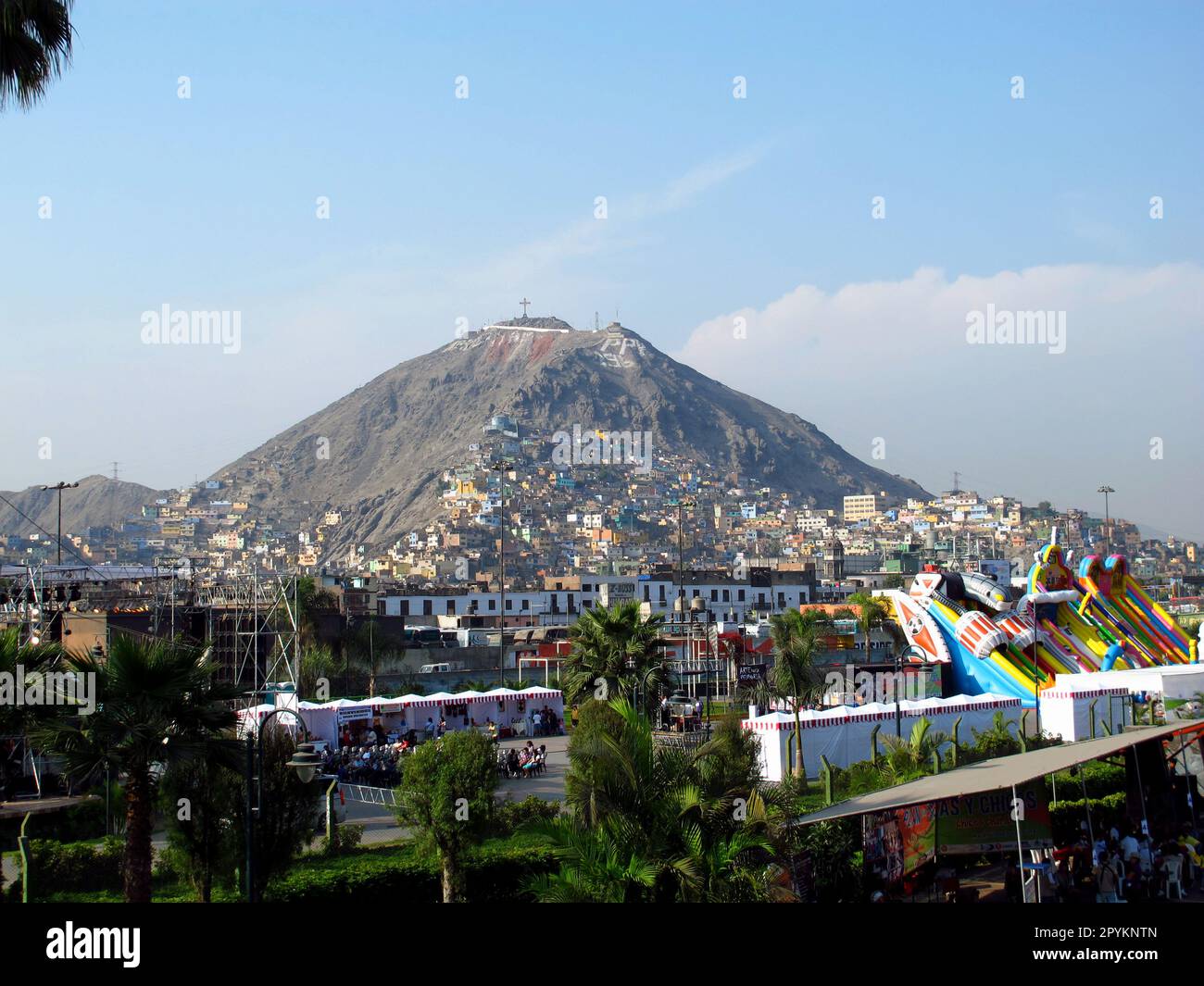 The view Cerro San Cristobal, the mountain close Lima city, Peru, South ...