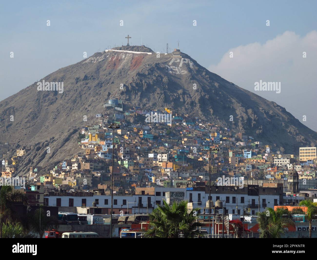 The view Cerro San Cristobal, the mountain close Lima city, Peru Stock ...