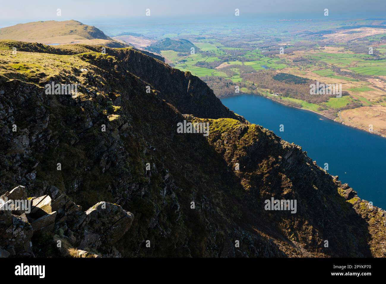 High angle view of the southern end of Wastwater lake and screes taken ...