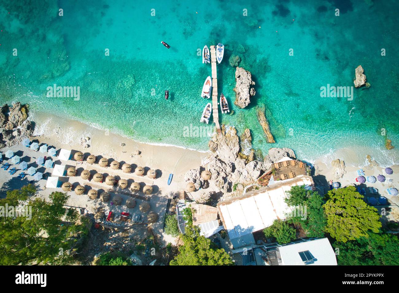 Dhermi beach, Albanian Riviera and crystal blue waters Stock Photo - Alamy