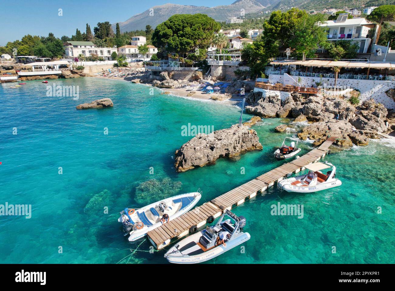 Dhermi beach, Albanian Riviera and crystal blue waters Stock Photo - Alamy