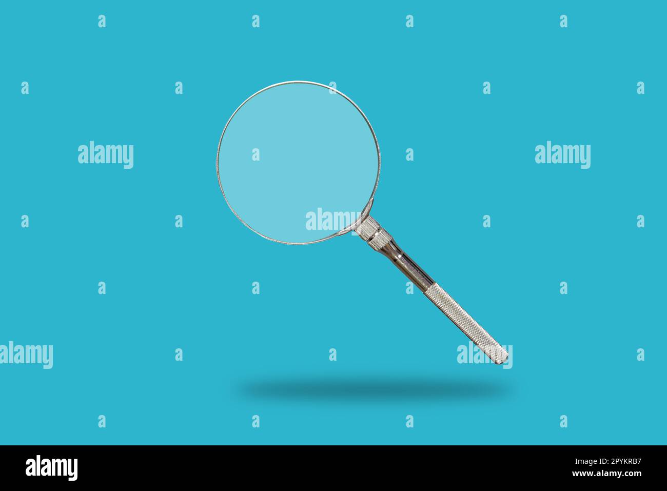 Magnifier glass on sky color background. Clipping path Stock Photo - Alamy