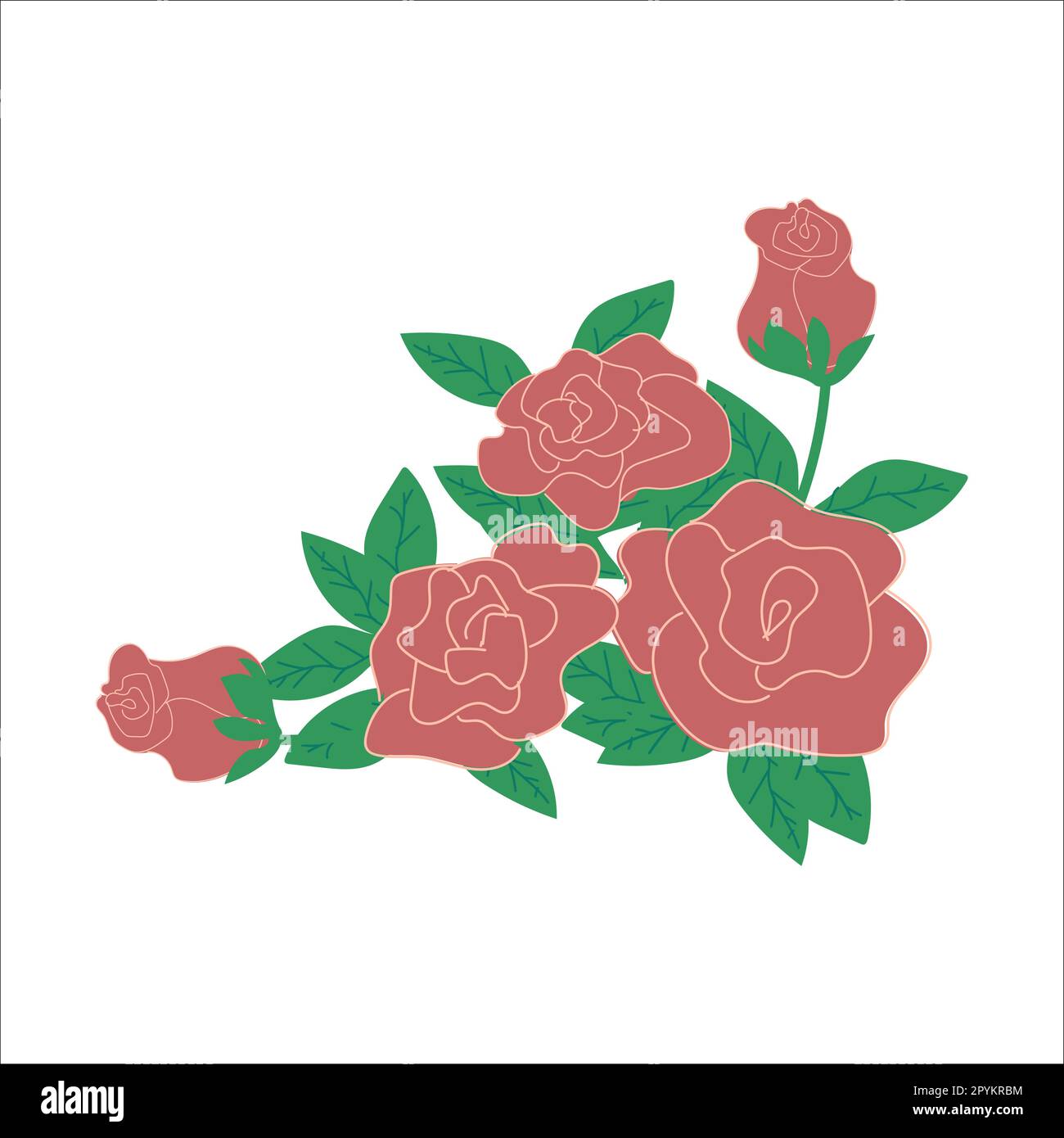 vector corner background with red roses, isolated Stock Vector Image ...