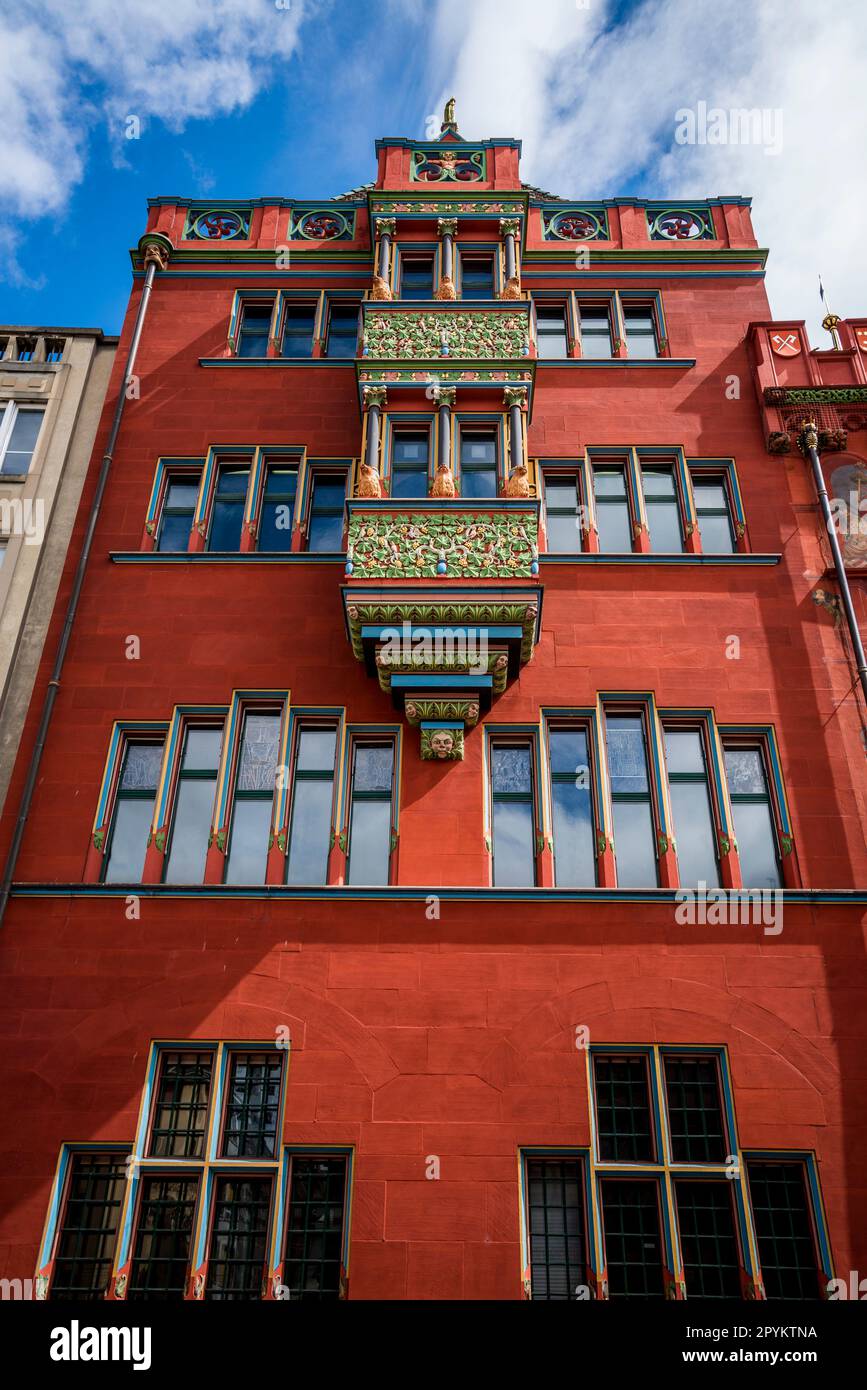 City Hall or the Rathaus at the Basel at the Market Square in the Old ...
