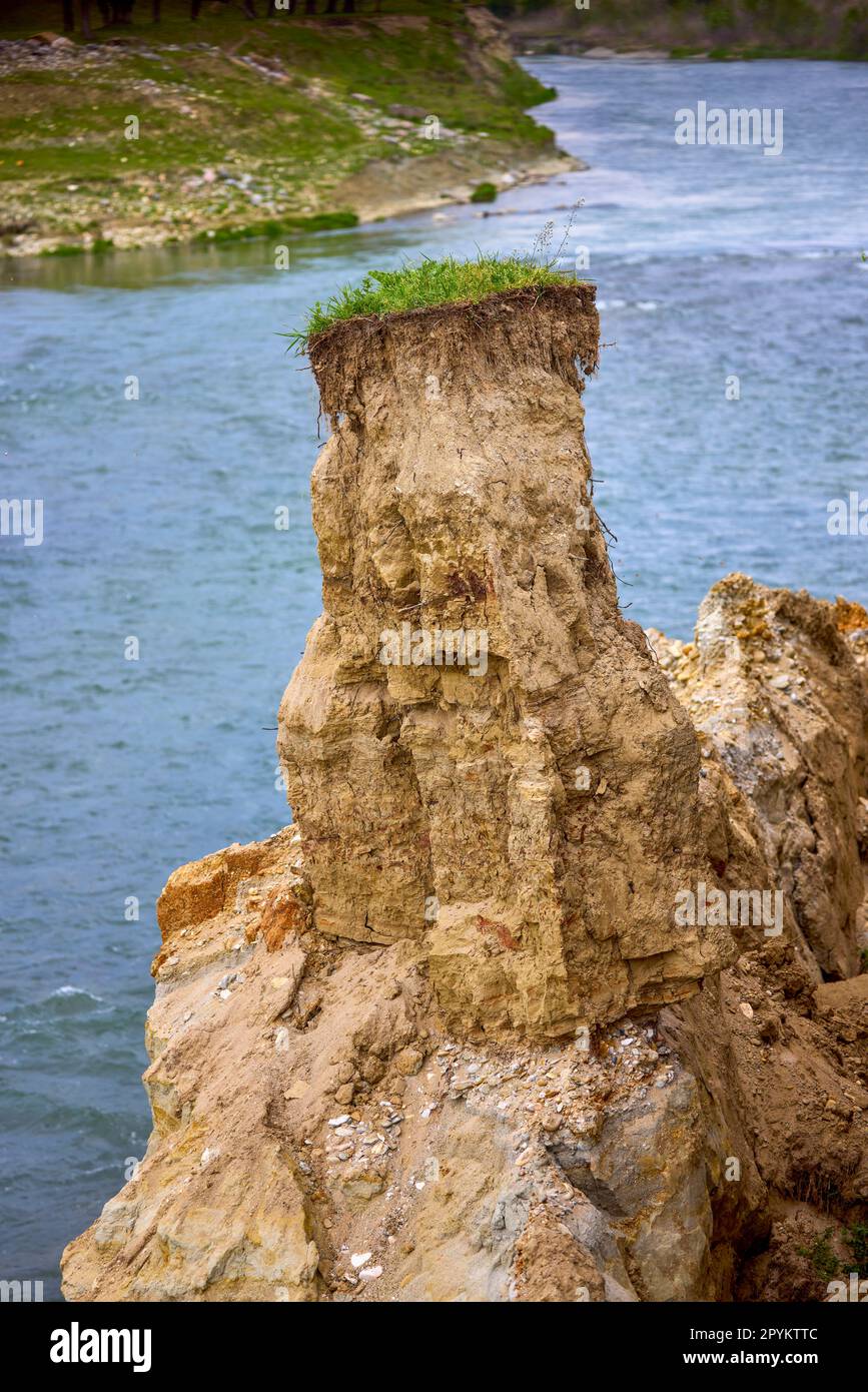 underground soil layer of cross section earth, erosion ground with ...