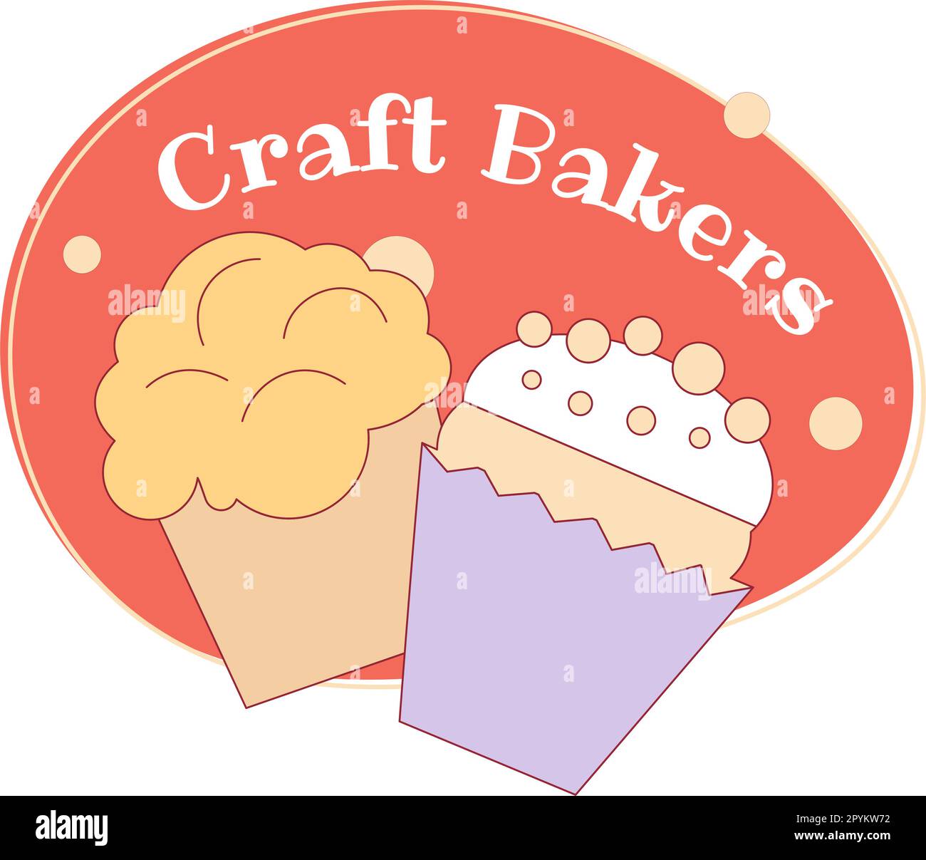 Craft bakers, cupcakes tasty baked goods label Stock Vector Image & Art ...