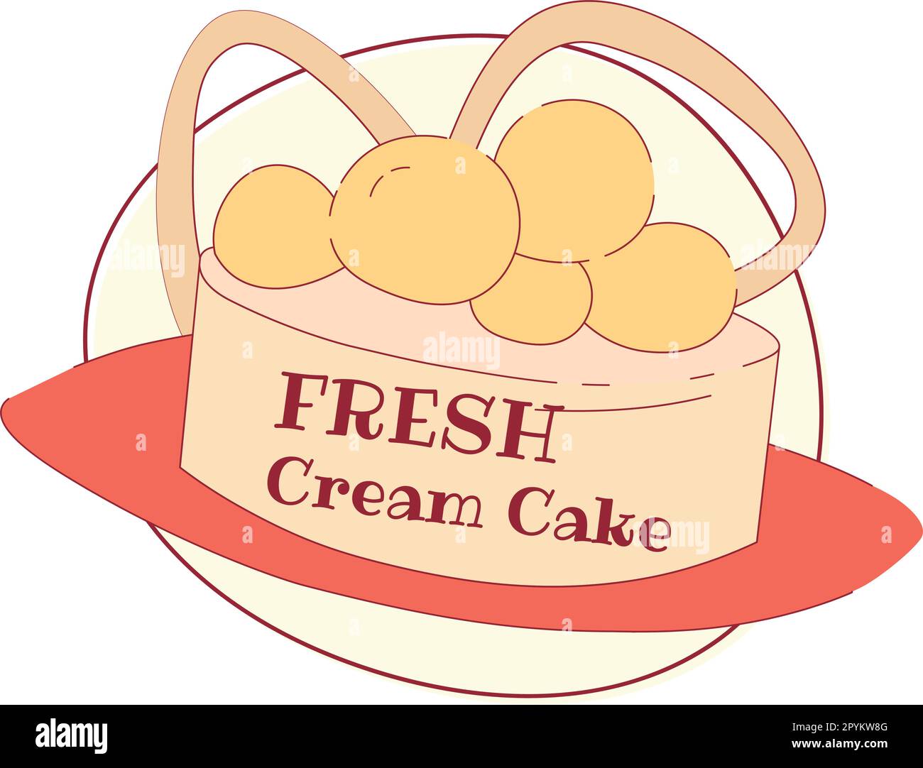Fresh cream cake, bakery delicious desserts label Stock Vector Image ...