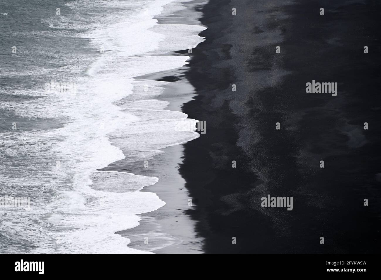Black sandy beach Reynisfjara on the south coast of Iceland Stock Photo ...