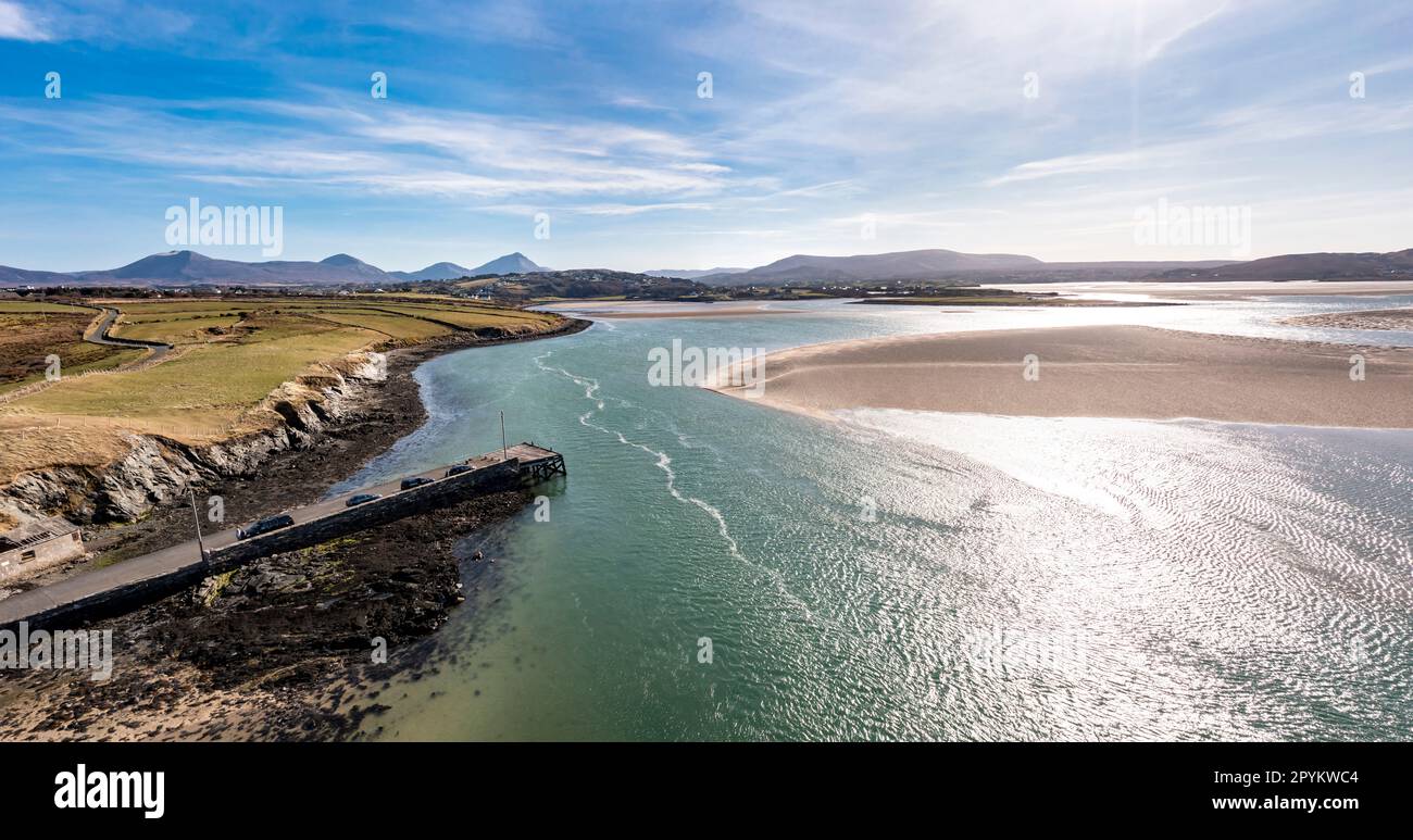 Aerial view of pillar at Ballyness bay in County Donegal - Ireland ...