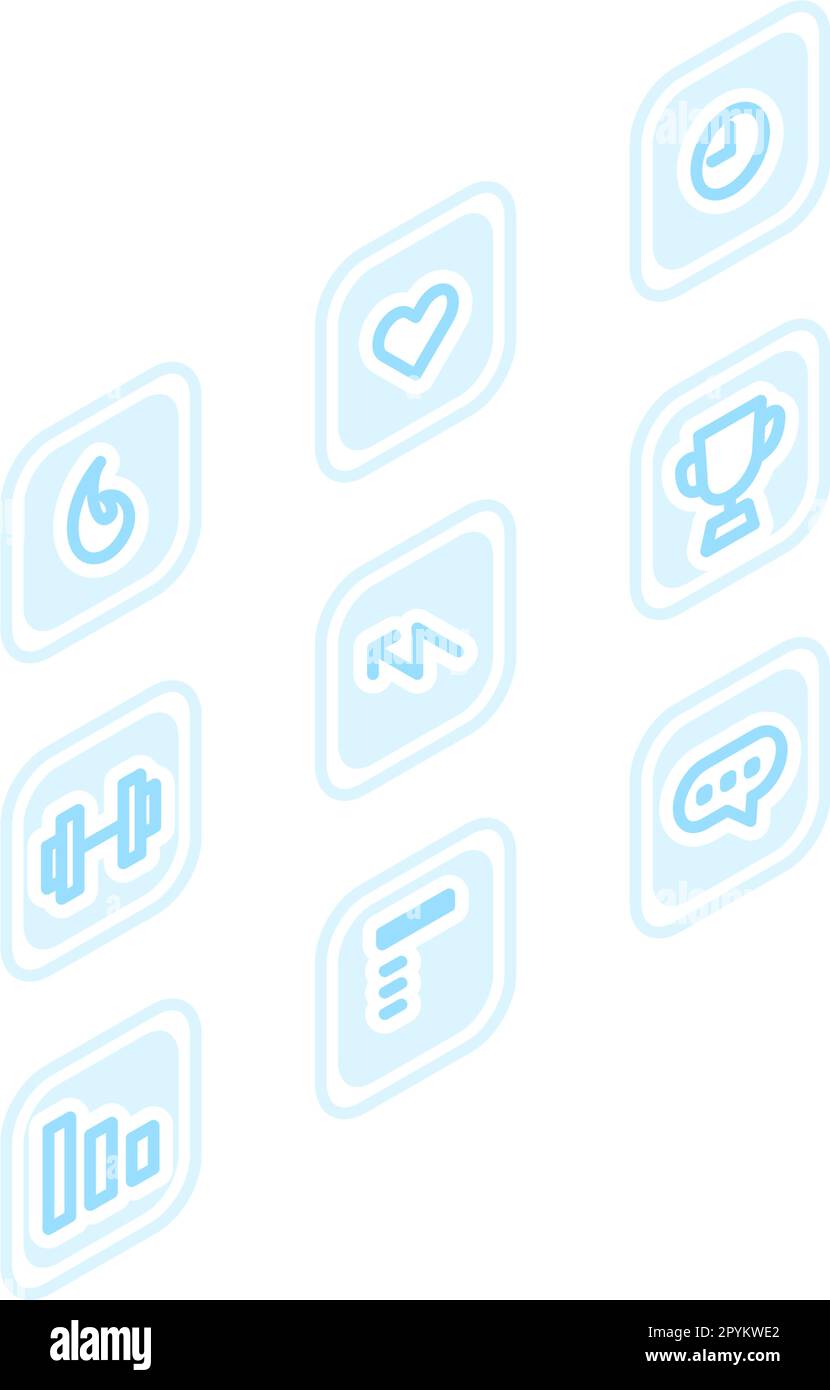 Sports icon set for use in fitness and training apps, isometric, Vector ...